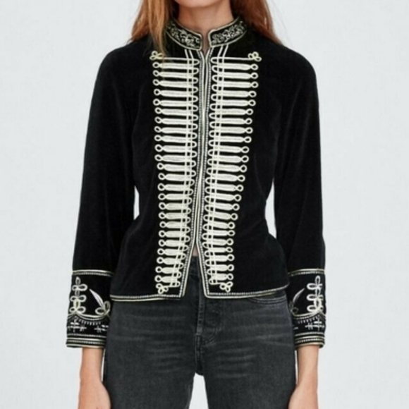 Zara | Jackets & Coats | Zara Trf Velvet Military Jacket | Poshmark